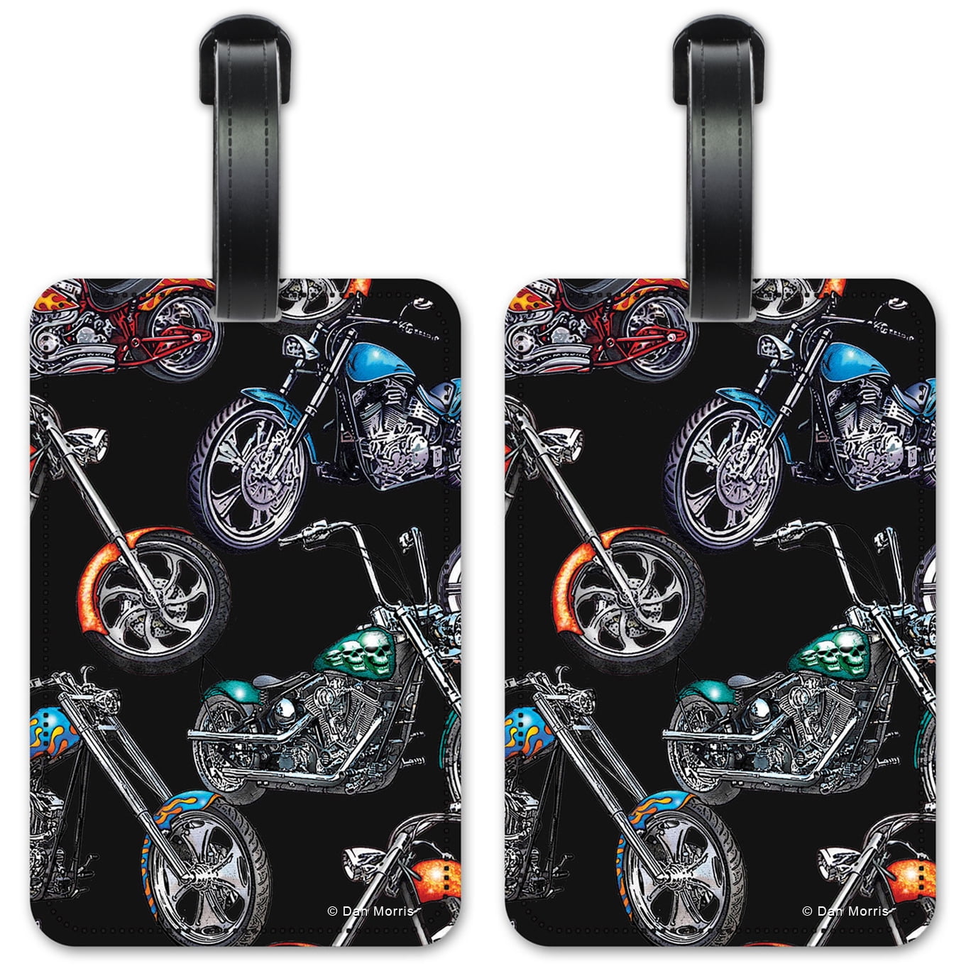 Choppers & Skulls - Black - Image by Dan Morris - Luggage ID Tags ...