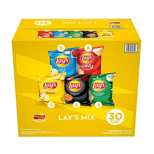 lays mix potato chips variety pack 30 pk - Walmart.com