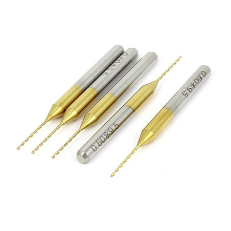 5 Pcs 0.6mmx9.5mm 1/8" Titanium Nitride Coated Carbide PCB CNC Micro ...