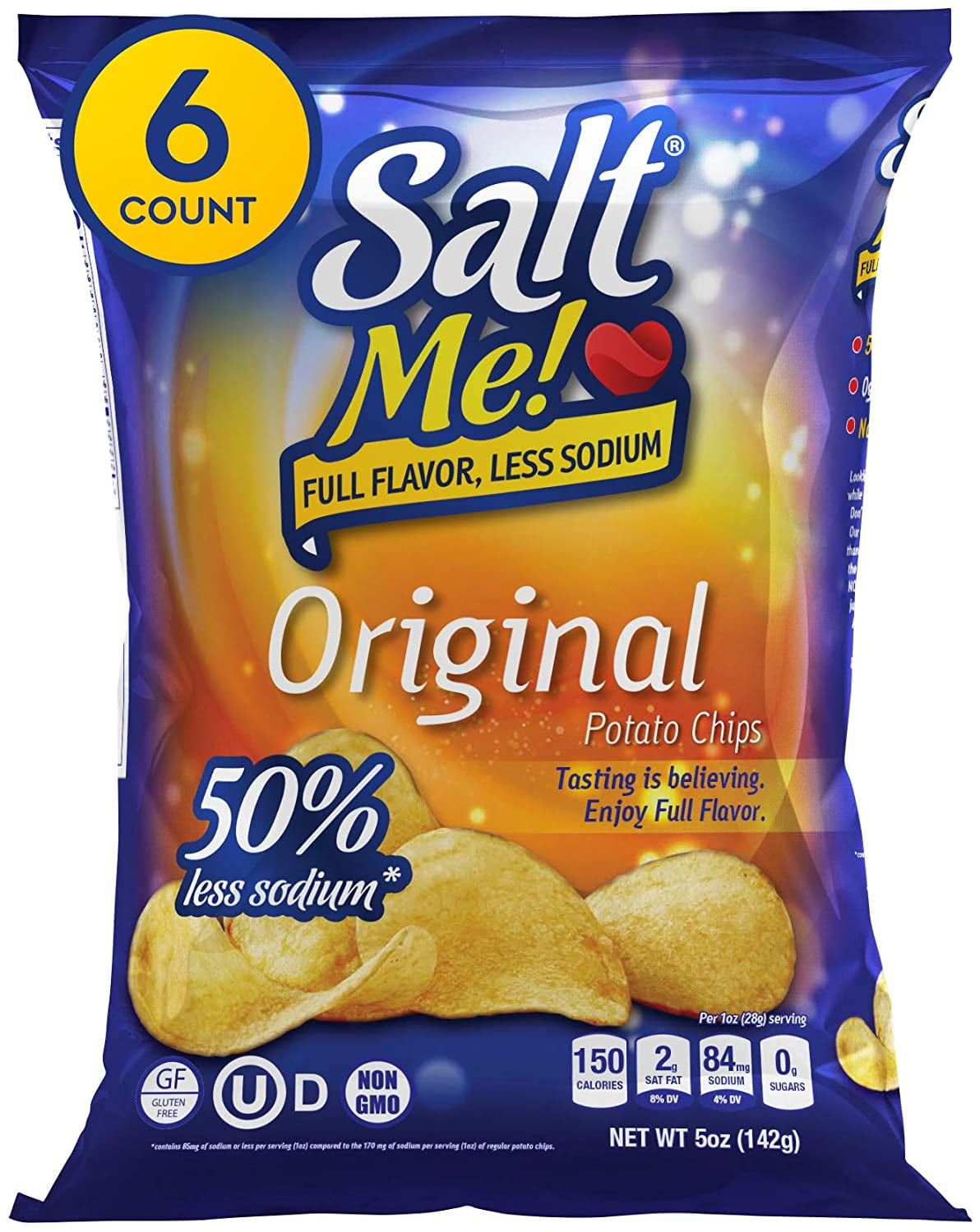 SaltMe! Original Better For You Potato Chips - 6ct 5oz Bags - 50% Less ...