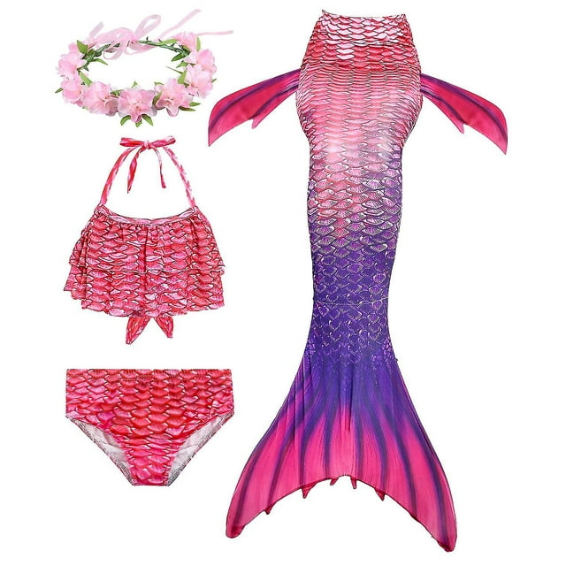 Kids Girls Mermaid Tail Bikini Set Swimwear Swimsuit Swimming Costume ...