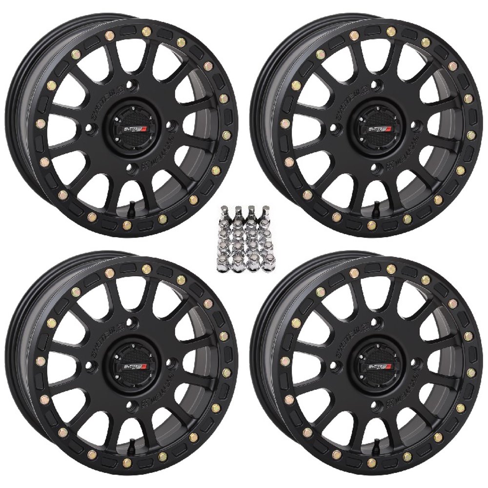 System 3 SB-5 Beadlock Black ATV Wheels 14" Can-Am Commander Maverick ...