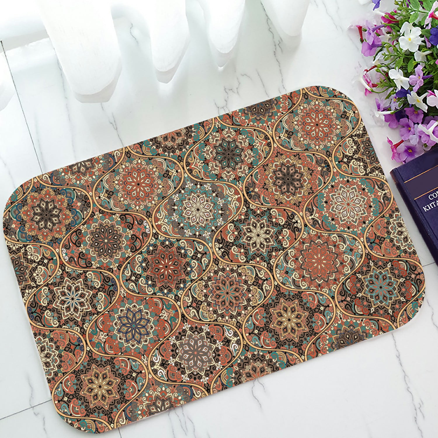 ECZJNT Flower Mandala Elements Welcome Doormat Bath Mat Rug Entrance ...