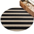 Black Stripes Vintage Linen Texture Round Area Rug 3ft,Living Room Rug ...
