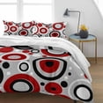 4 Piece Duvet Cover Set Twin, Red White Black Circle on Gray Soft ...