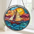 Decorative Seascape Sailboat Stained Glass Style Suncatcher – Window ...
