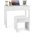 Costway White Vanity Dressing Table Furniture Stool Storage Box ...