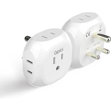 OREI India, Nepal, Maldives Travel Plug Adapter - 2 USA Inputs - 3 Pack ...