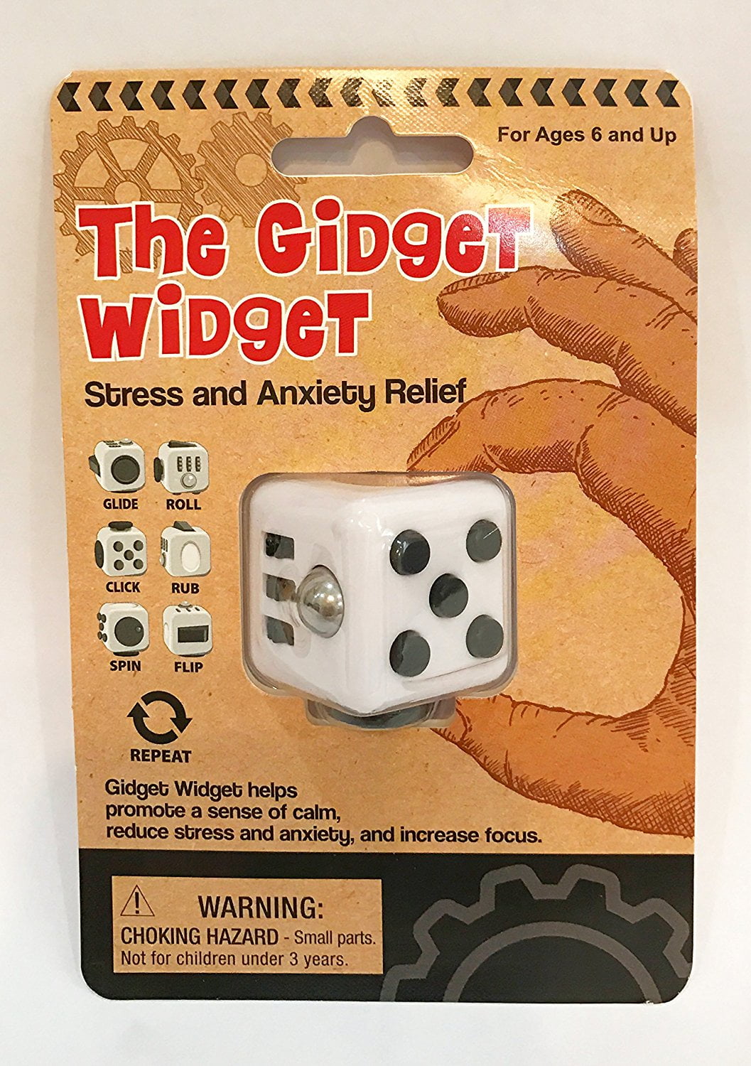 The Gidget Widget Fidget Cube White/Black Stress Anxiety Relief ...