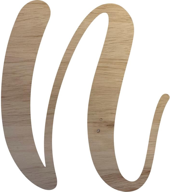 Wooden Letter Cursive N, Unfinished 18'' Craft Wood Letter, Paintable ...