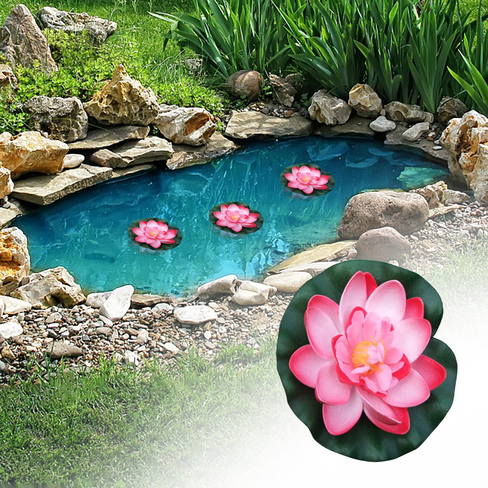 zttd pack of 7 floating flowers artificial water floating lotus flower ...