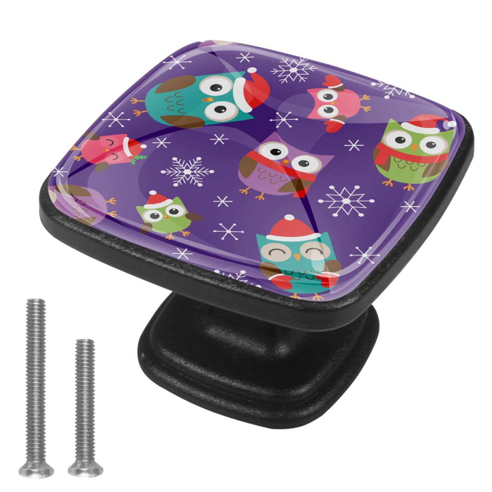 4 Pcs Cabinet Handle Drawer Pulls Owl Knobs with Screws Square ...