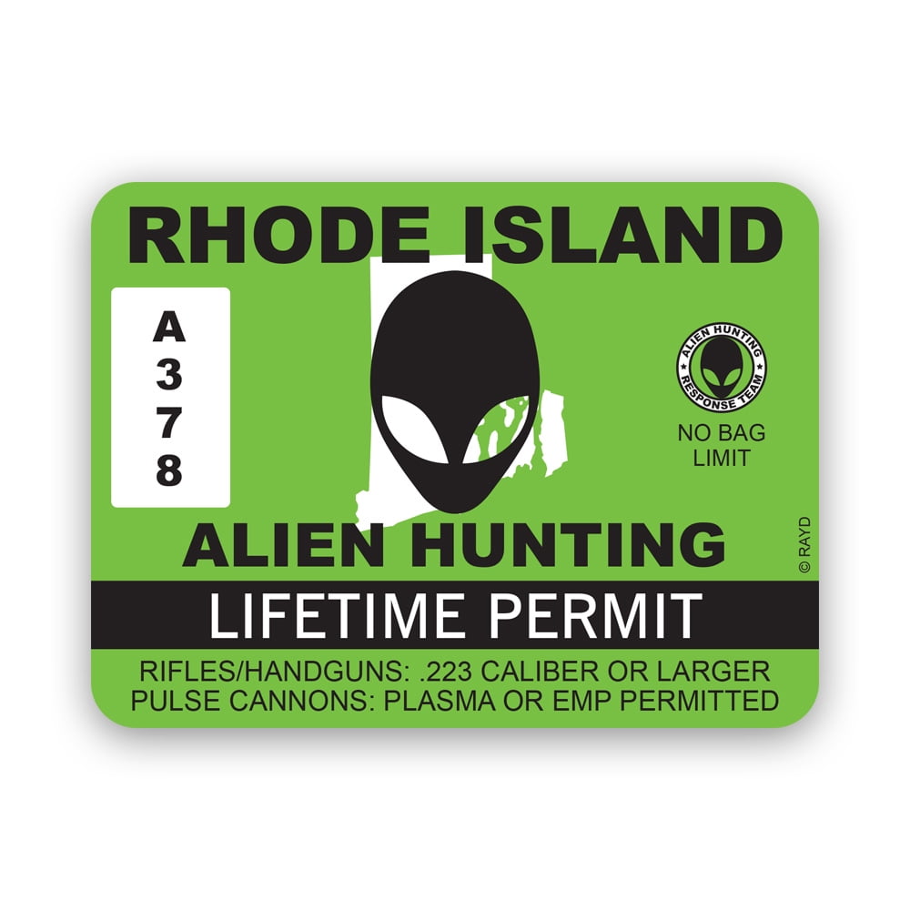 Rhode Island Alien Hunting Permit Sticker Decal - Self Adhesive Vinyl ...