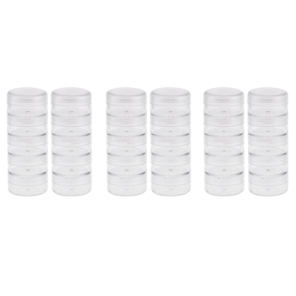 30x Clear Bead Containers Clear Screw Top Storage Organizer Box ...