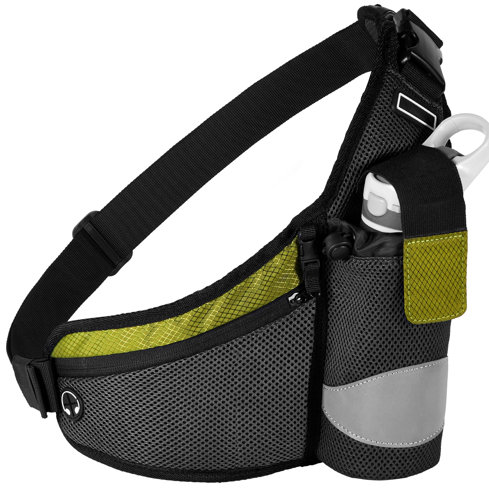 Running Belt Bag with Water Bottle Holder,Reflective Waist Fanny Bag ...