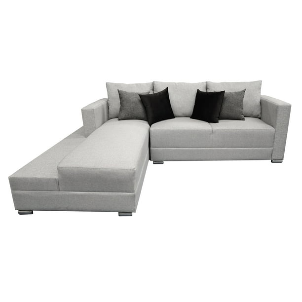 Sala esquinera El Bazar Store Aston 260x200 cm Gris plata, Lino ...