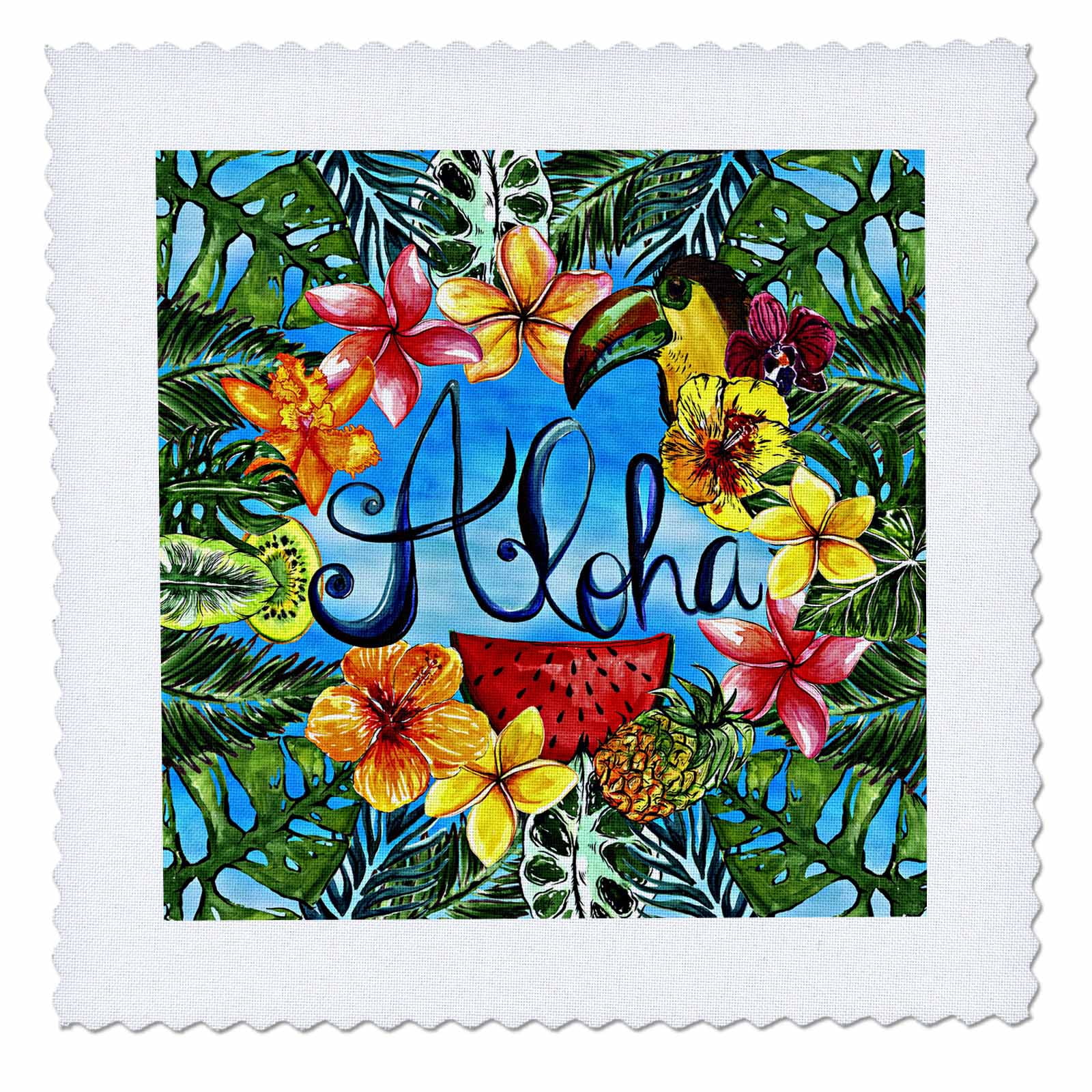 Aloha Colorful Trendy Palm Leaves Jungle Tropical Hawaii Typography ...
