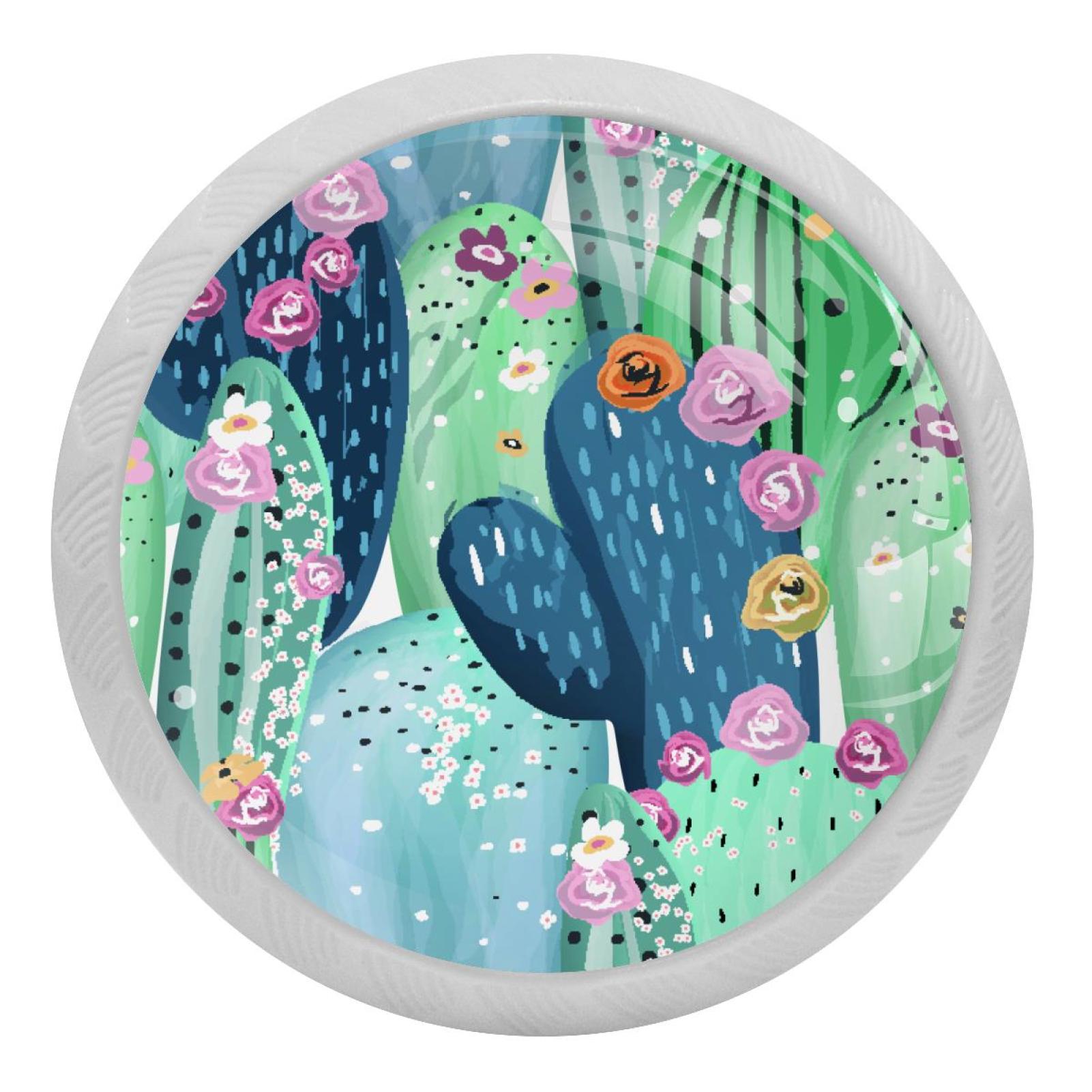 4PCS Round Cactus Cabinet Fluorescence Knob Glowing in the Dark ...