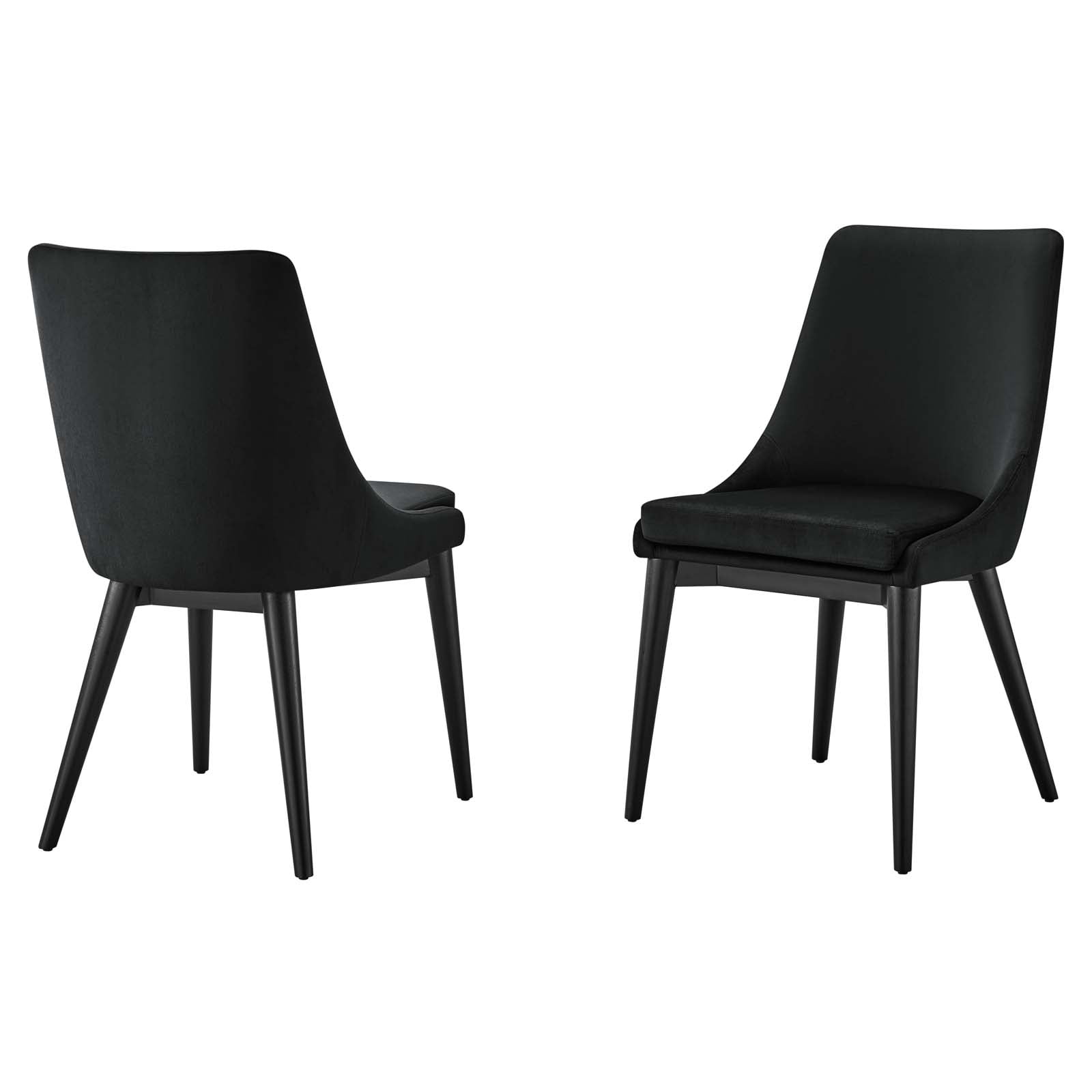 Side Dining Chair, Set of 2, Black, Velvet, Modern Contemporary ...
