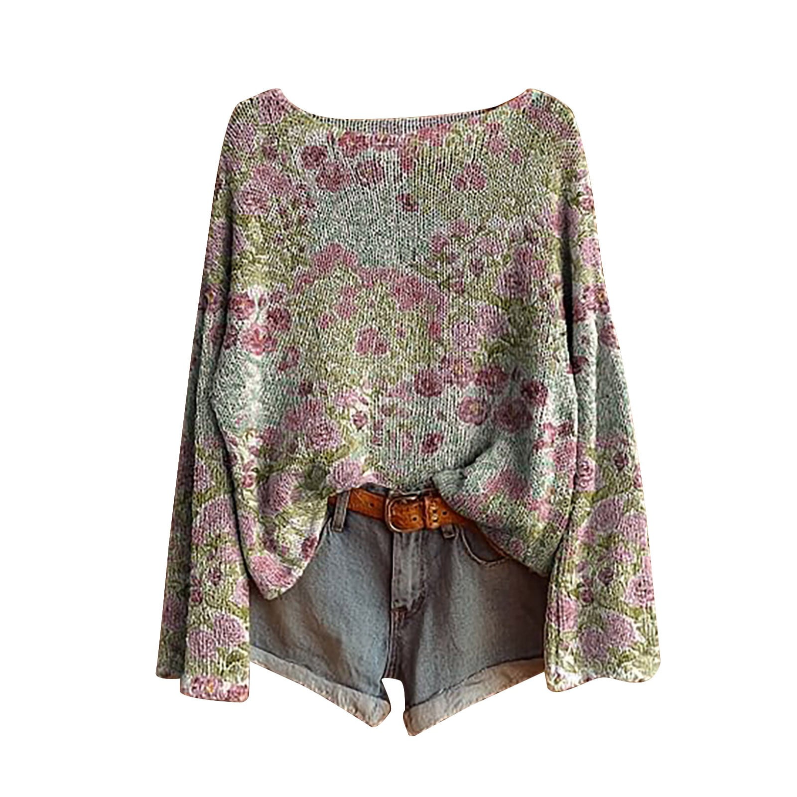 Click here for Breezora Floral Bohemian Print Pullover Sweater Fo... prices