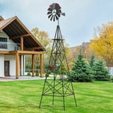 Costway 8 Ft Outdoor Windmill, Decorative Weathervane, Gray Metal Lawn ...