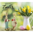 Easter Bunny Figurine Spring Decoration - Resin Hand Painted 2 PCS ...