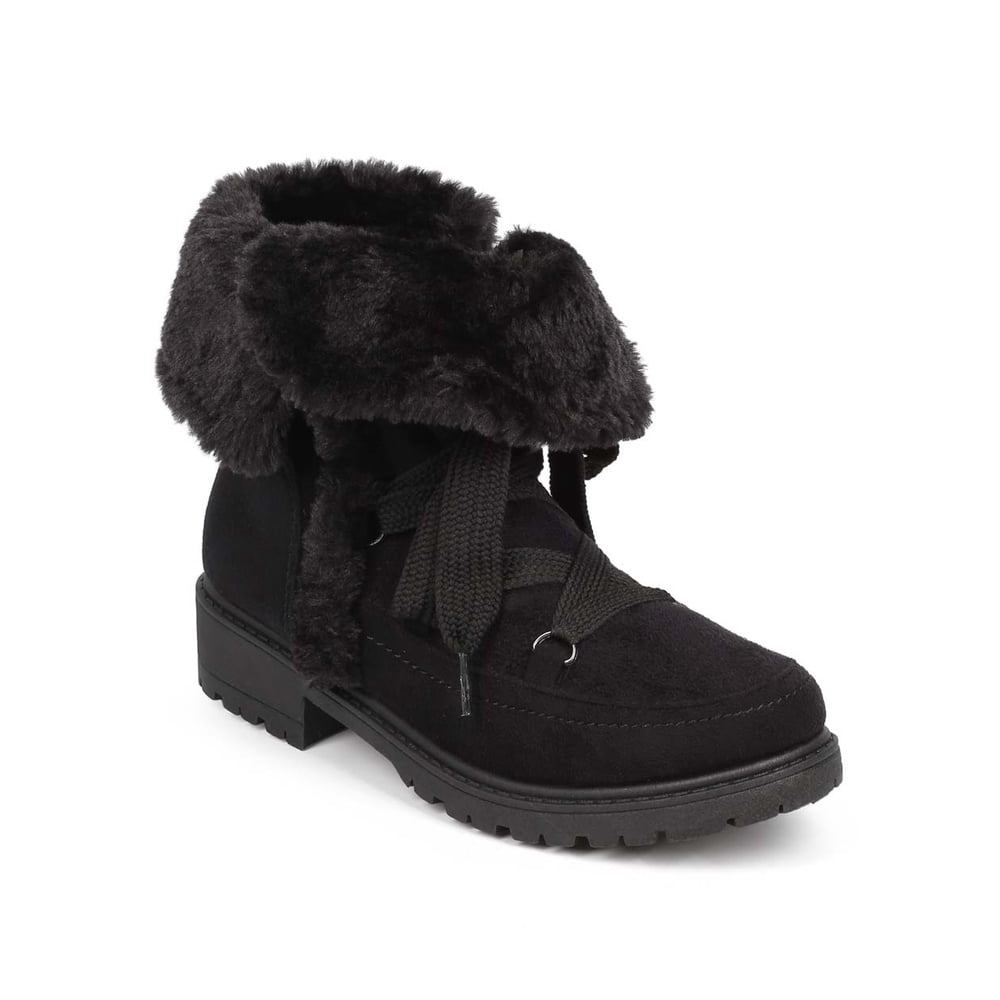 Bumper - Bumper DD54 Women Suede Folded Zip Fur Winter Boot - Walmart ...