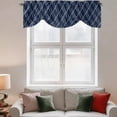 Abstract Waves Tie Up Valance Curtains Modern Abstract Geometric Navy ...