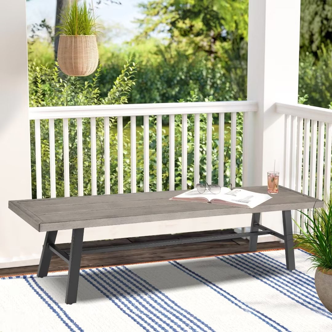 Ulax Furniture 70” Outdoor Bench E-coating Metal Patio Garden Bench ...