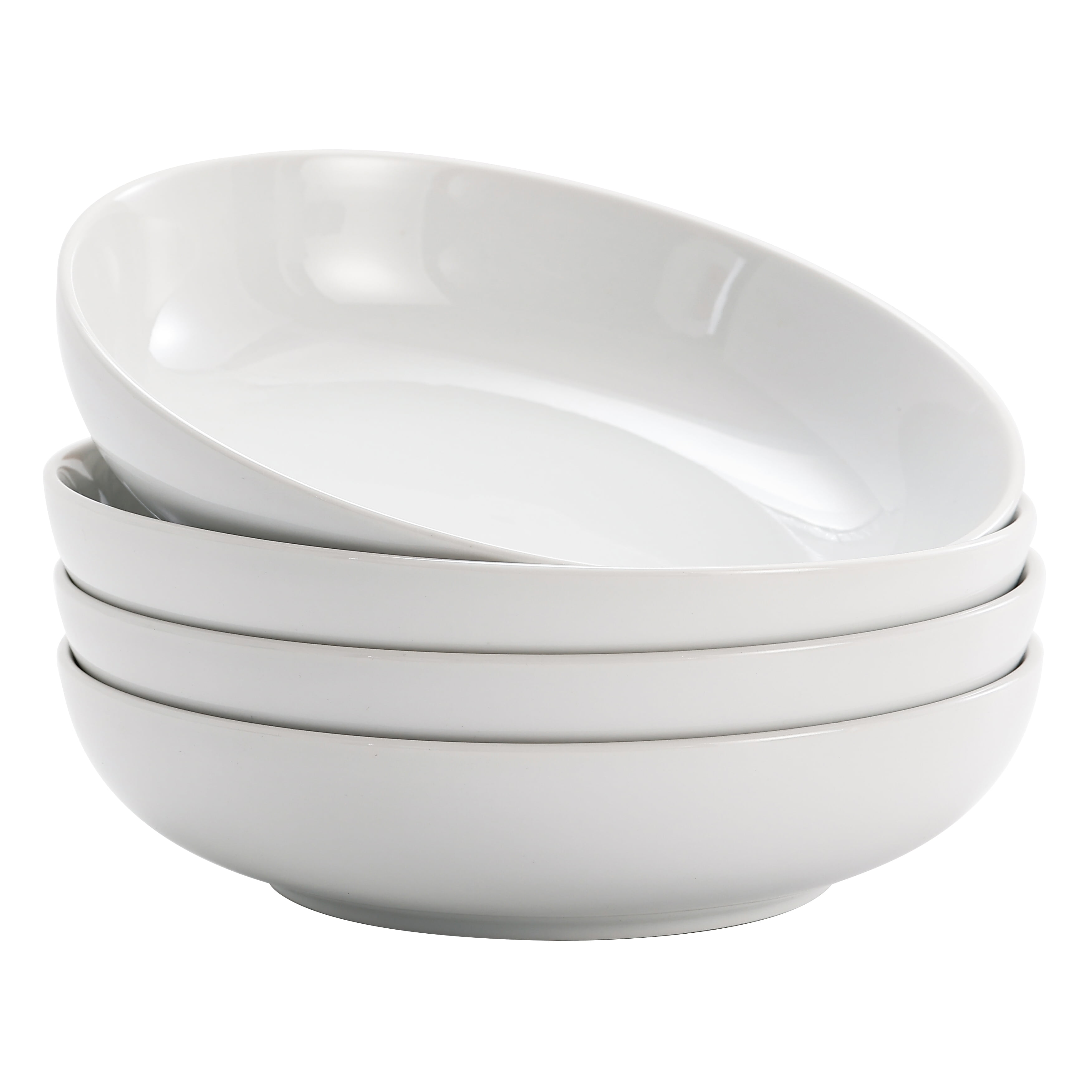 Bico White Porcelain Ceramic 33oz Dinner Bowls, Set of 4, for Pasta ...