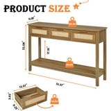 LAZZO Narrow Entryway Accent Storage Furniture, Rattan Console Table ...