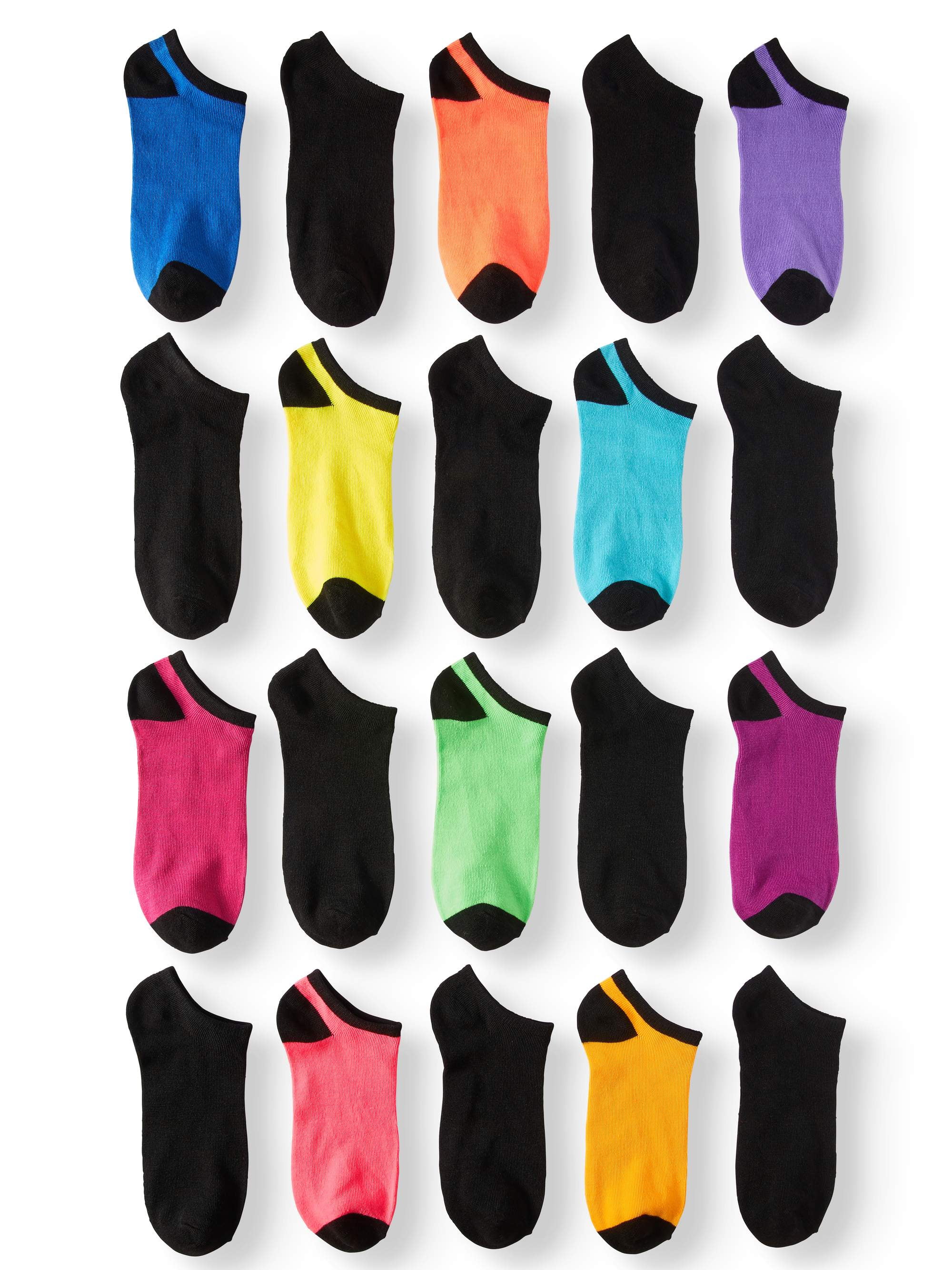 Wonder Nation Girls Socks, 20 Pack No Show Fashion, Sizes S-L – Walmart ...