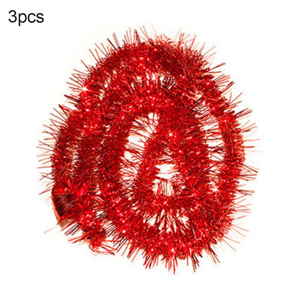 Shulemin 3Pcs 2m Long Shiny Garland Tinsel Xmas Tree Ornament Wedding ...