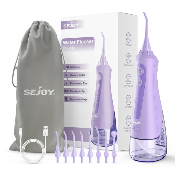 Sejoy Cordless Water Flosser, Dental Oral Irrigator, 230ML Portable ...