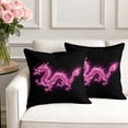 Dragons Flames Pillow Covers Set of 2, Pink Dragons Abstract Art Black ...