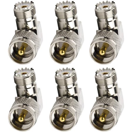 Eagles PL-259 Right Angle,Pack of 6 UHF PL259 Male to SO239 Female RF ...