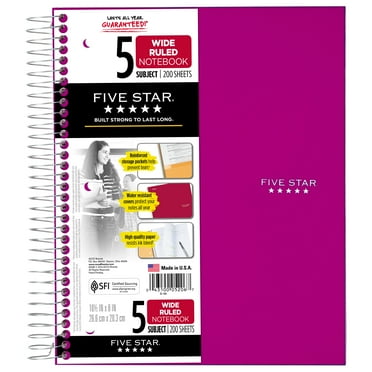 Five Star Wirebound Notebook 5 Subject, White - Walmart.com