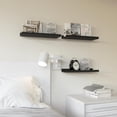 3 Set Floating Wall Shelves, 16 Inch Black Mounted Shelves with Raised ...