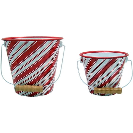 Ffycin Candy Striped Buckets, Christmas Accent Piece, Bigger Bucket is ...