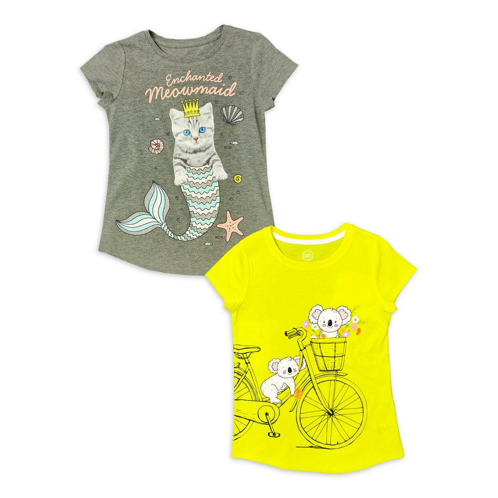Wonder Nation - Wonder Nation Girls Graphic T-Shirts, 2-Pack, Sizes 4 ...
