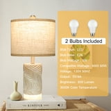 OUTON 20'' Bedside Ceramic Table Lamp Set of 2, Dimmable LED Touch Lamp ...