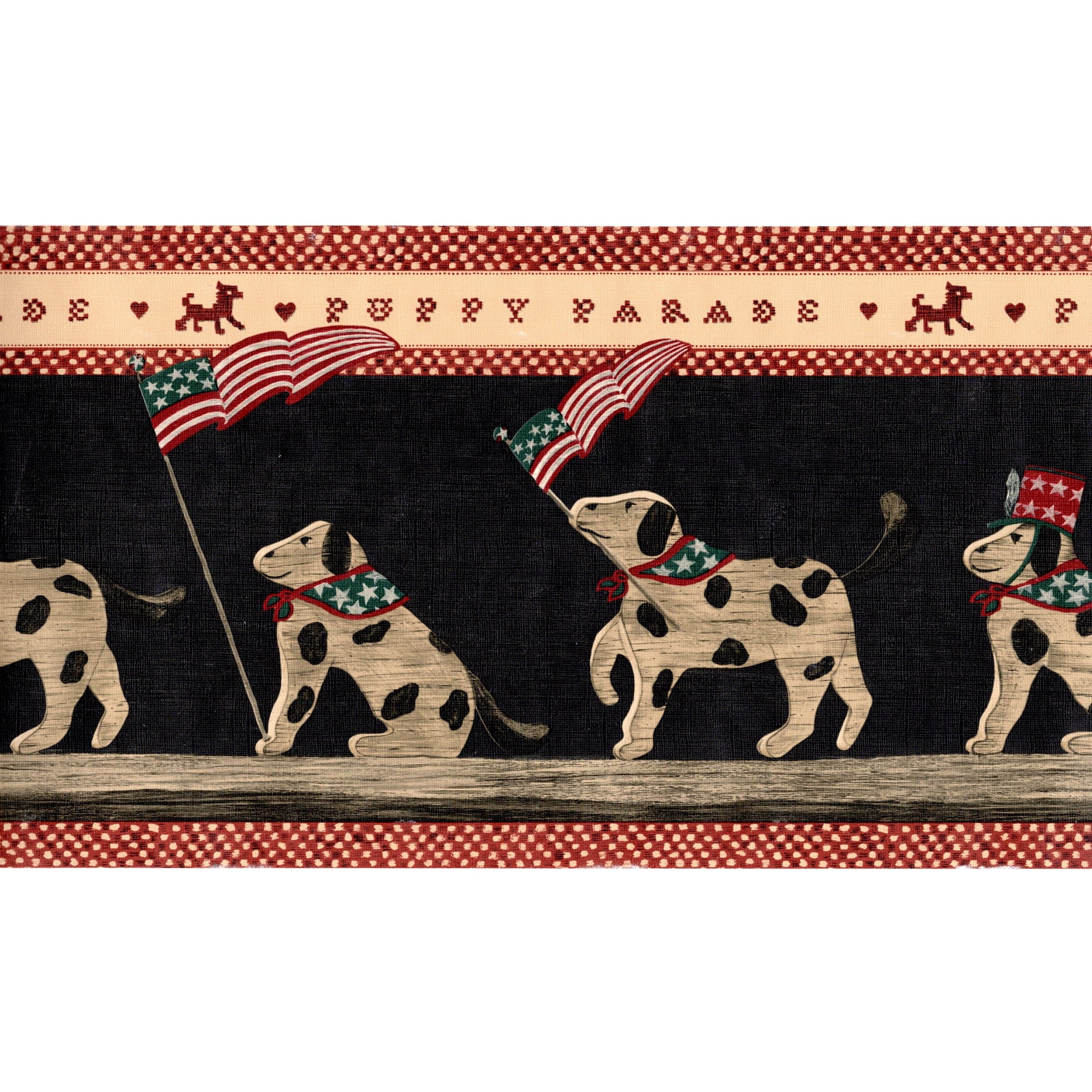 Trimz Patriotic Puppy Parade with American Flag Wallpaper Border, Pre ...