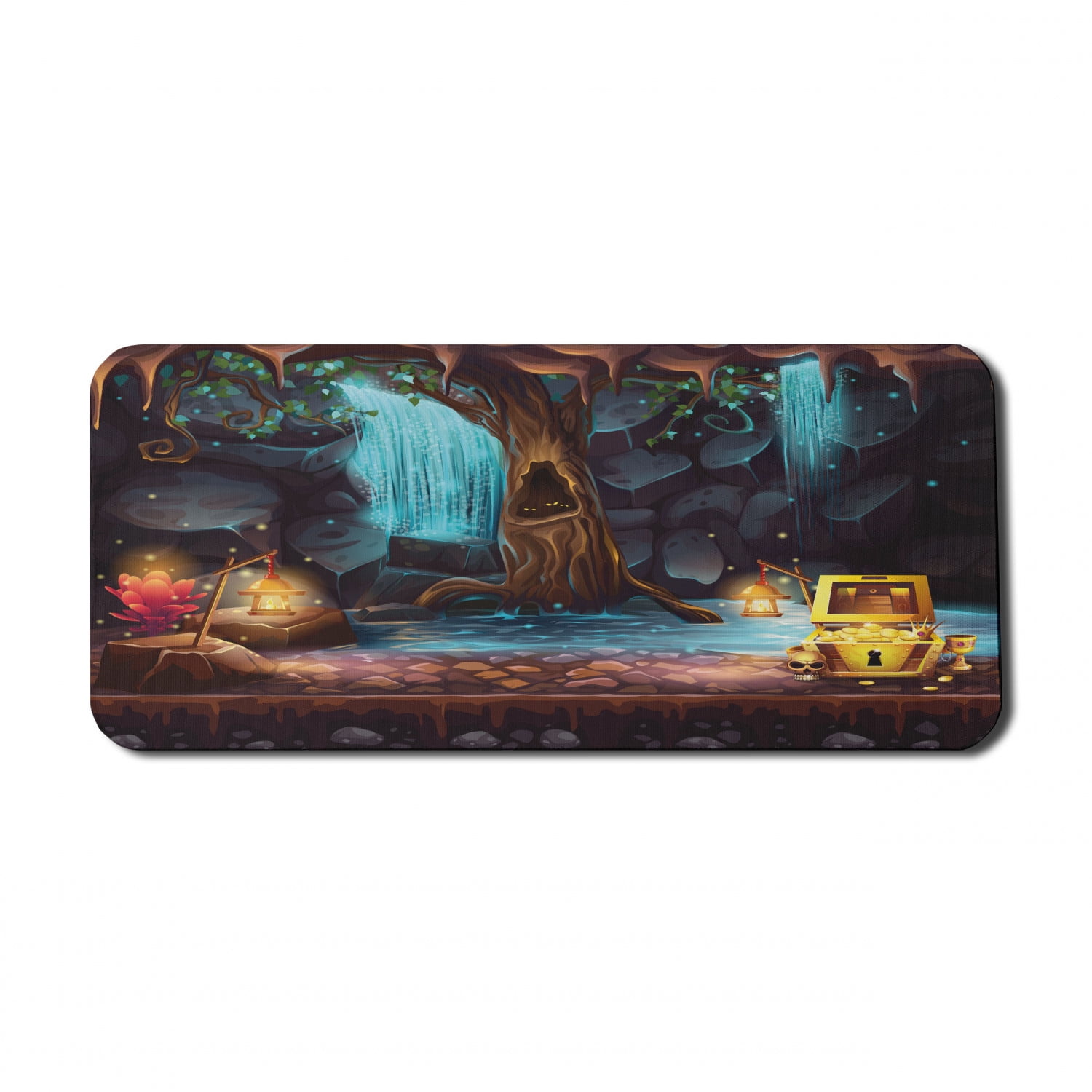 Fantasy Computer Mouse Pad, Cartoon Style Cave Landscape with a Big ...