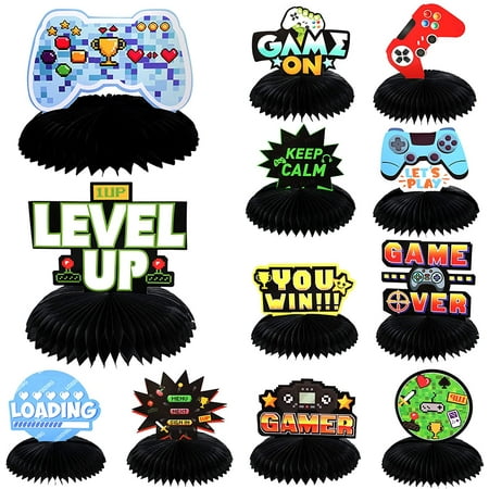12 Pieces Video Game Party Decorations 3D Video Game Honeycomb Table ...