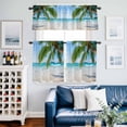 Beach Coastal Kitchen Curtains and Valances Set, Starfish Palm Tree Sky ...