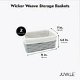 5 Pack Wicker Nesting Baskets with Cloth Lining for Pantry Shelves, Rectangular Storage Bins for ...