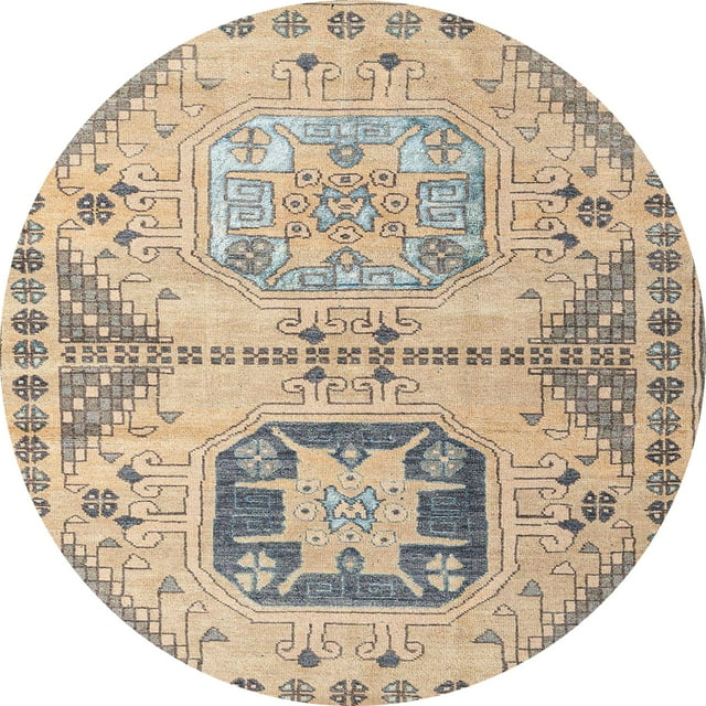 Ahgly Company Indoor Round Abstract Dark Almond Brown Abstract Area ...