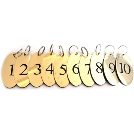 Key Fobs, Key Tags, Key Rings, Numbered 1 to 10 - Gold , Oval Black ...