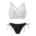 Bikini Set for Women 2 Piece Swimsuit V Neck Top Lace Up Mid Rise Swim ...