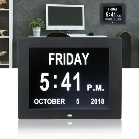 7'' Digital LED Clock Stand Photo Frame Wall Clock Calendar Alarm Day ...